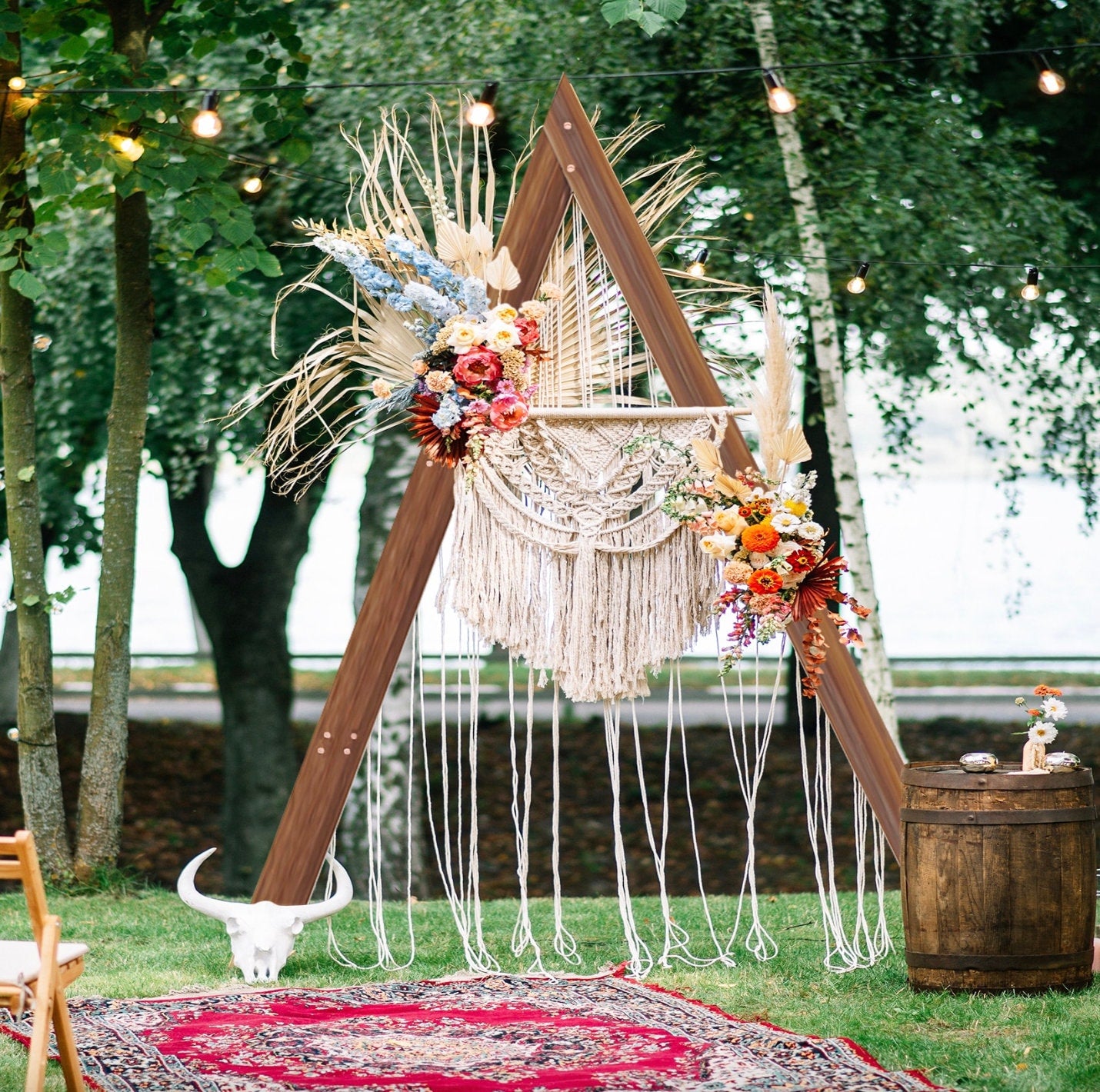 10 FT. Triangle Wooden Wedding Arch Backdrop - ELAN BAZAAR