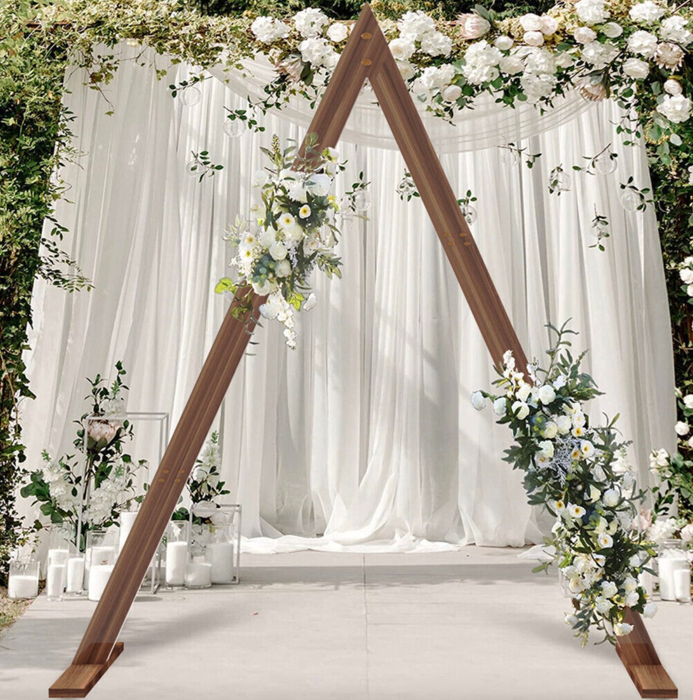 10 FT. Triangle Wooden Wedding Arch Backdrop - ELAN BAZAAR