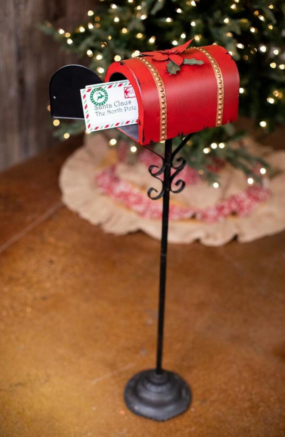 Red North Pole Christmas Letter Mail Box - ELAN BAZAAR