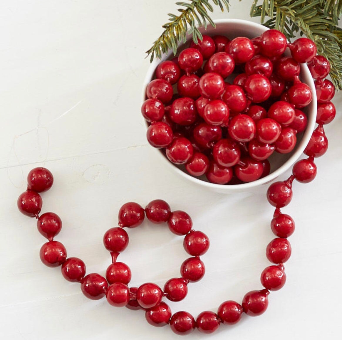 6 FT. Faux Dark Red Cranberry Garland Christmas Tree Decorations – ELAN ...
