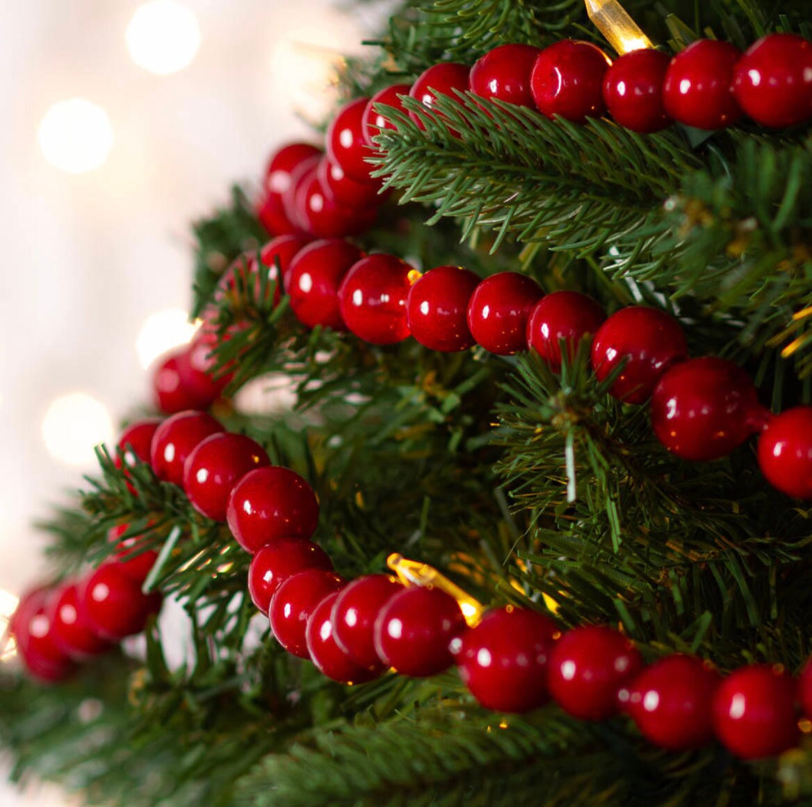 6 FT. Faux Dark Red Cranberry Garland Christmas Tree Decorations – ELAN ...