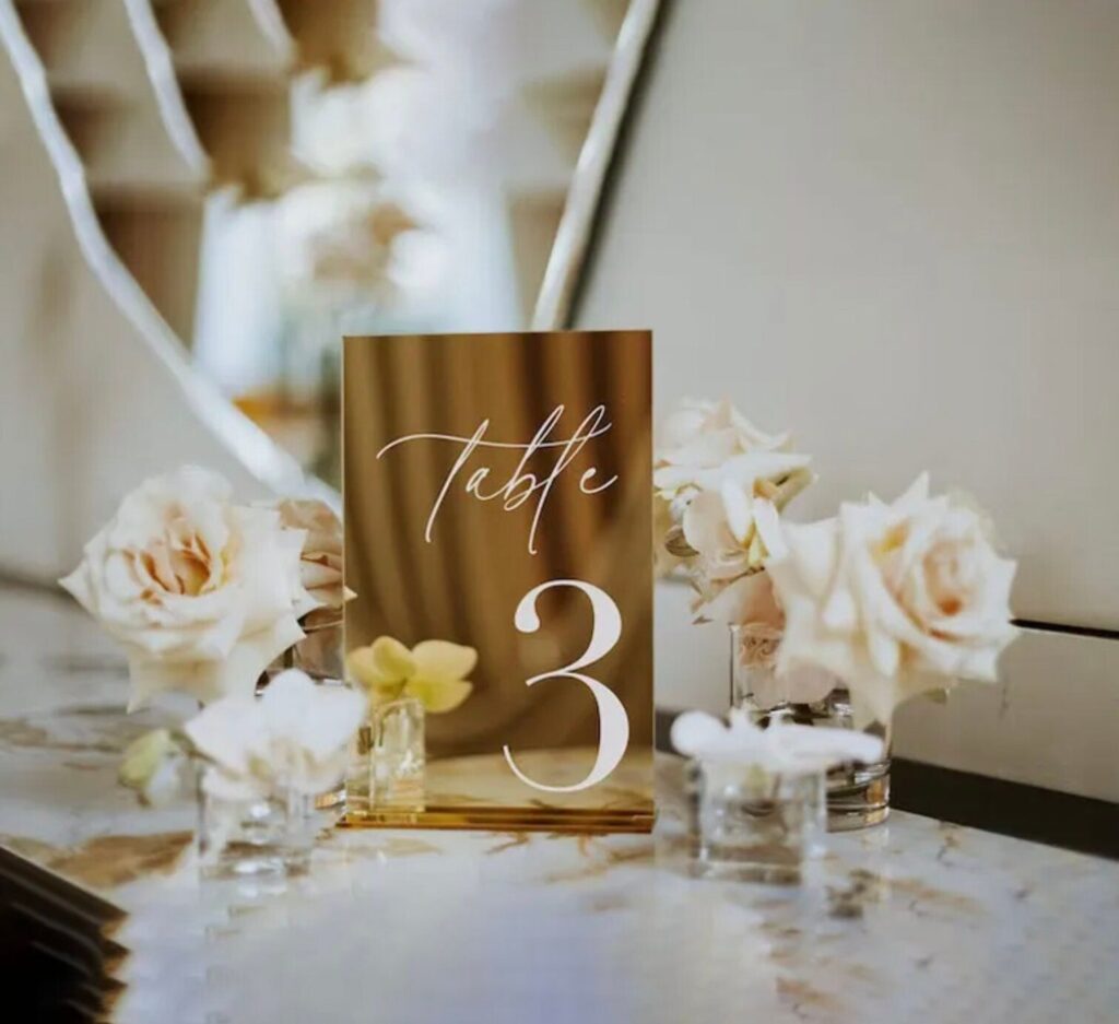 20 Gold Frame Acrylic Freestanding Table Sign Holders - ELAN BAZAAR